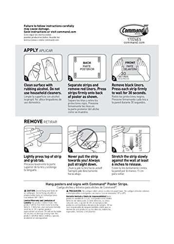 Command PH024-64NA Hanging, Indoor Use, 64, Decorate Damage-Free Small White Poster Strips, 0, Count