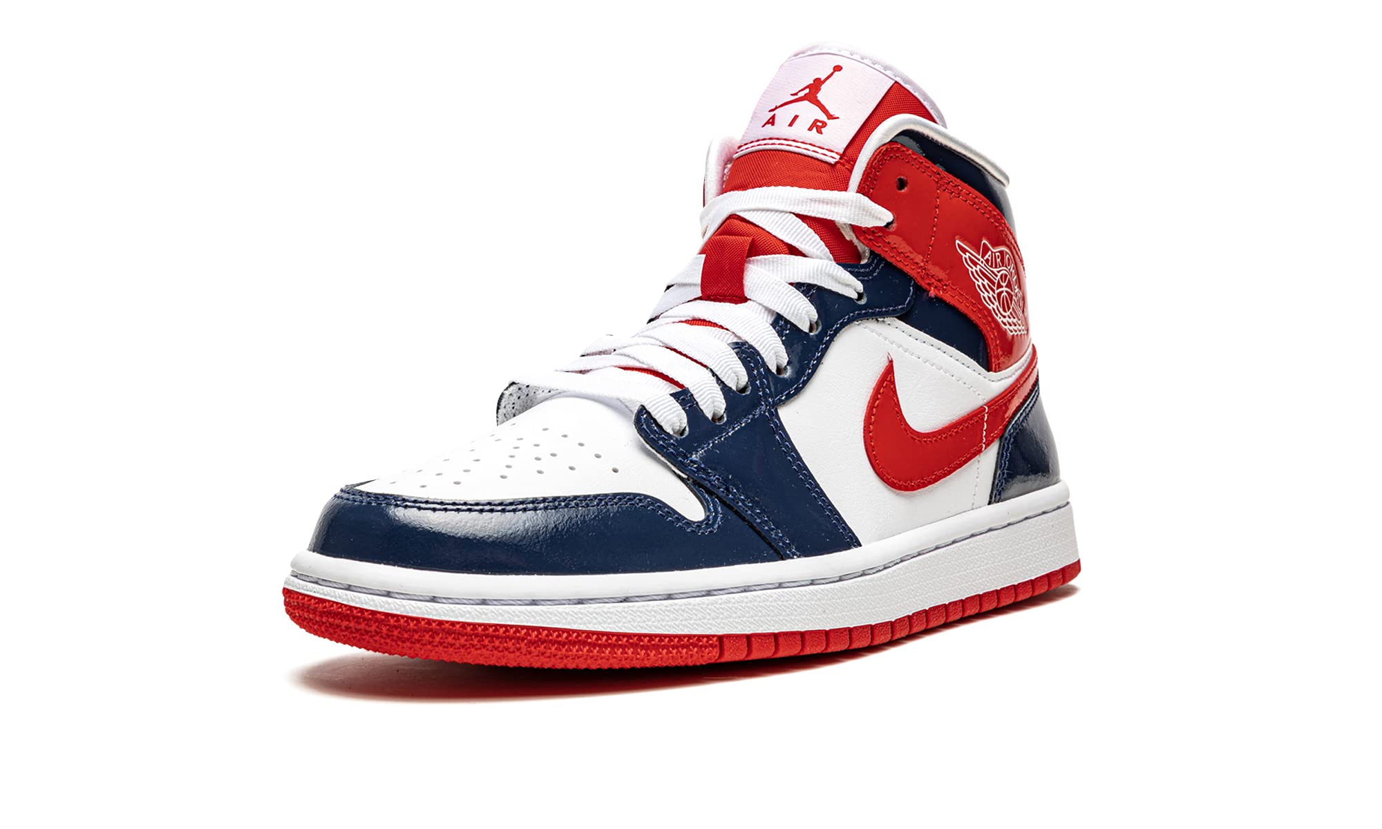 Jordan Womens WMNS Air 1 Mid DJ5984 400 Patent Leather Navy/White/Red - Size 7W