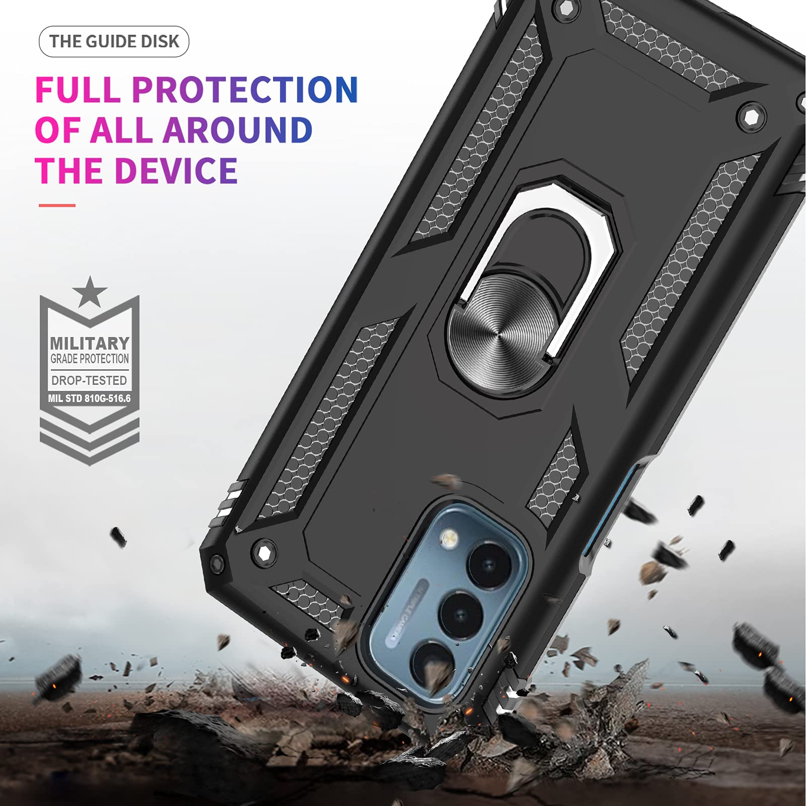 LeYi for OnePlus Nord N200 5G Case, Nord N200 5G Case, [Military Grade] Heavy Duty Shockproof Protective Phone Case with Magnetic Car Mount Ring Kickstand for OnePlus Nord N200 5G, Black