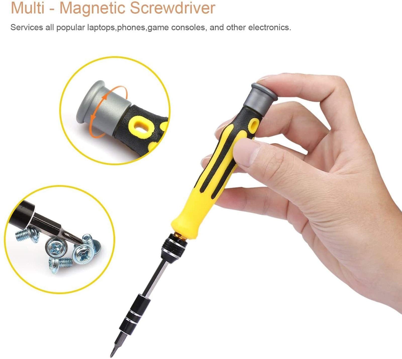 ZRSJ 71 Piece Precision Screwdriver Kit Accessory Set, Professional Magnetic Screwdriver Set, Compatible with iPhone, iPad, Mac, Tablet, Notebook and More (Color : Yellow)