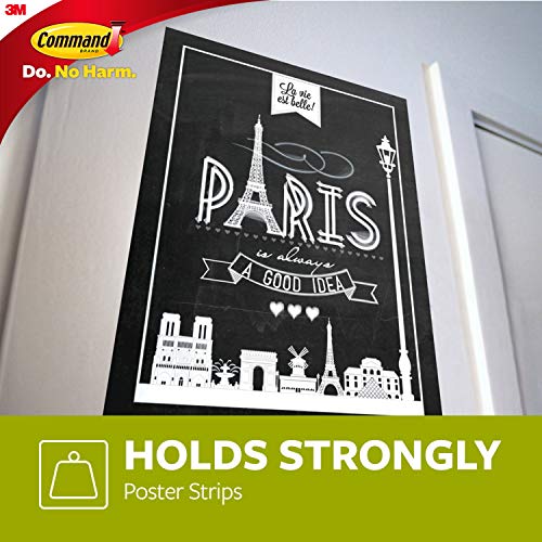Command PH024-64NA Hanging, Indoor Use, 64, Decorate Damage-Free Small White Poster Strips, 0, Count