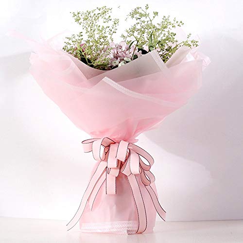 BBC Translucent Waterproof Flower Wrapping Paper, 20 Counts, 23.6x23.6 Inch (Pink)