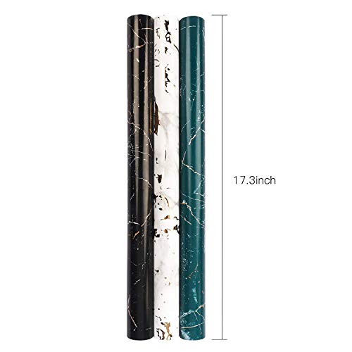 MAYPLUSS Wrapping Paper Roll - Mini Roll - 17.3 inch X 120 inch Per roll - 3 Different Marble with Gold Foil Design (43.2 sq.ft.ttl)
