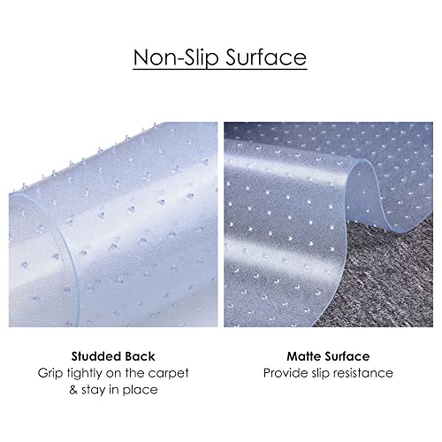 Yescom 60" x 46" Office Desk Chair Mat for Carpets Low Pile Rectangle PVC Floor Protector Studded Back 2.5mm with Lip