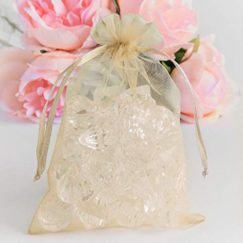 100 Pack 5x7 Inch Mini Sheer Drawstring Organza Transparent Bags Jewelry Sack Pouches for Wedding, Party Decorations, Arts & Crafts Gifts (Ivory)