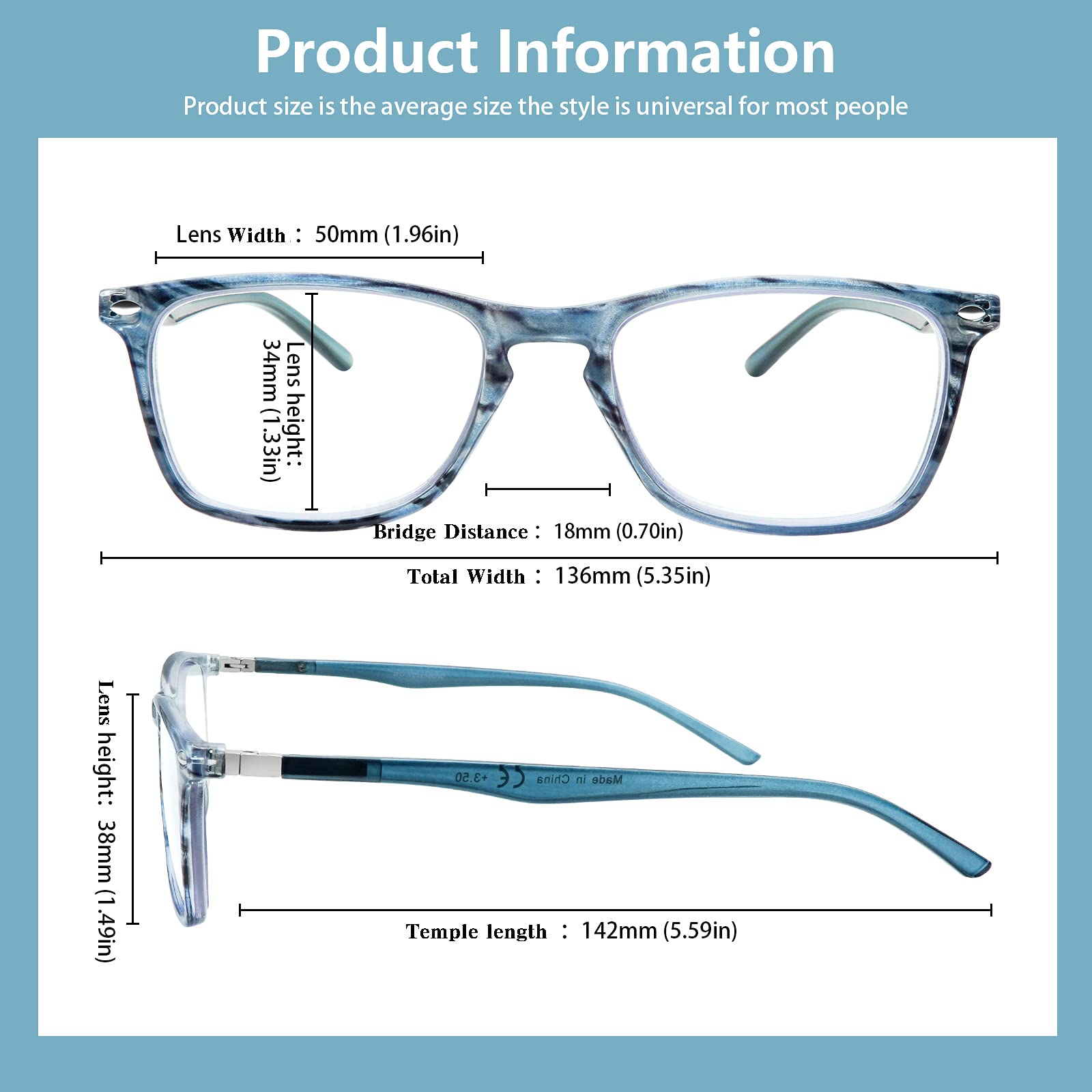 BONCAMOR 2 Pack Progressive Multifocus Reading Glasses Men and Women Computer Blue Light Blocking Anti Eyestrain Readers (Blue Brown, 2.5)