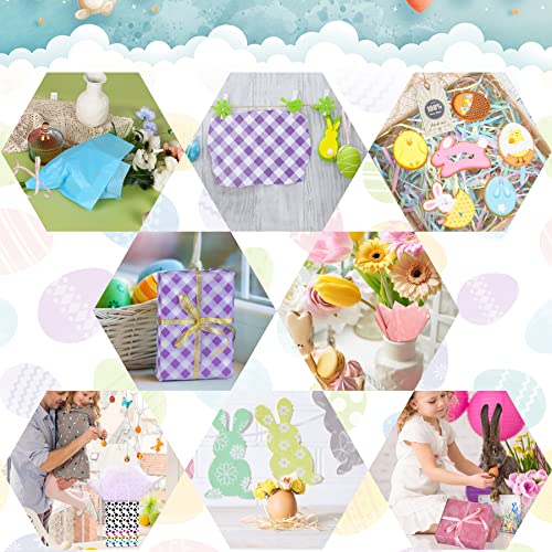 SANNIX 100 Sheets Spring Easter Tissue Paper Pink Green Blue Bulk Gift Wrapping Paper for Easter Gift Wrapping DIY Crafts Birthday Party Spring Decoration 19.7 ×13.8 Inch (10 Patterns)