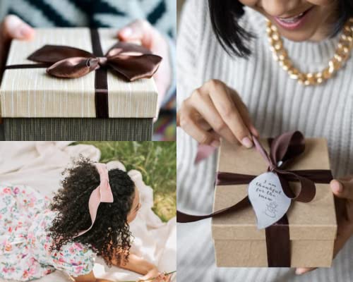 LEEQE Double Face Brown Satin Ribbon 1-1/2 inch X50 Yards Polyester Brown Ribbon for Gift Wrapping Very Suitable for Weddings Party Invitation Decorations and More