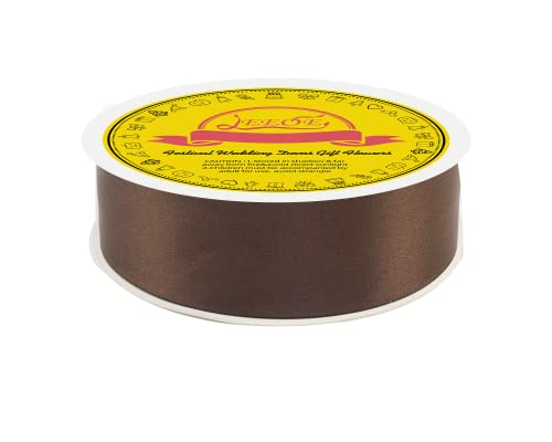 LEEQE Double Face Brown Satin Ribbon 1-1/2 inch X50 Yards Polyester Brown Ribbon for Gift Wrapping Very Suitable for Weddings Party Invitation Decorations and More