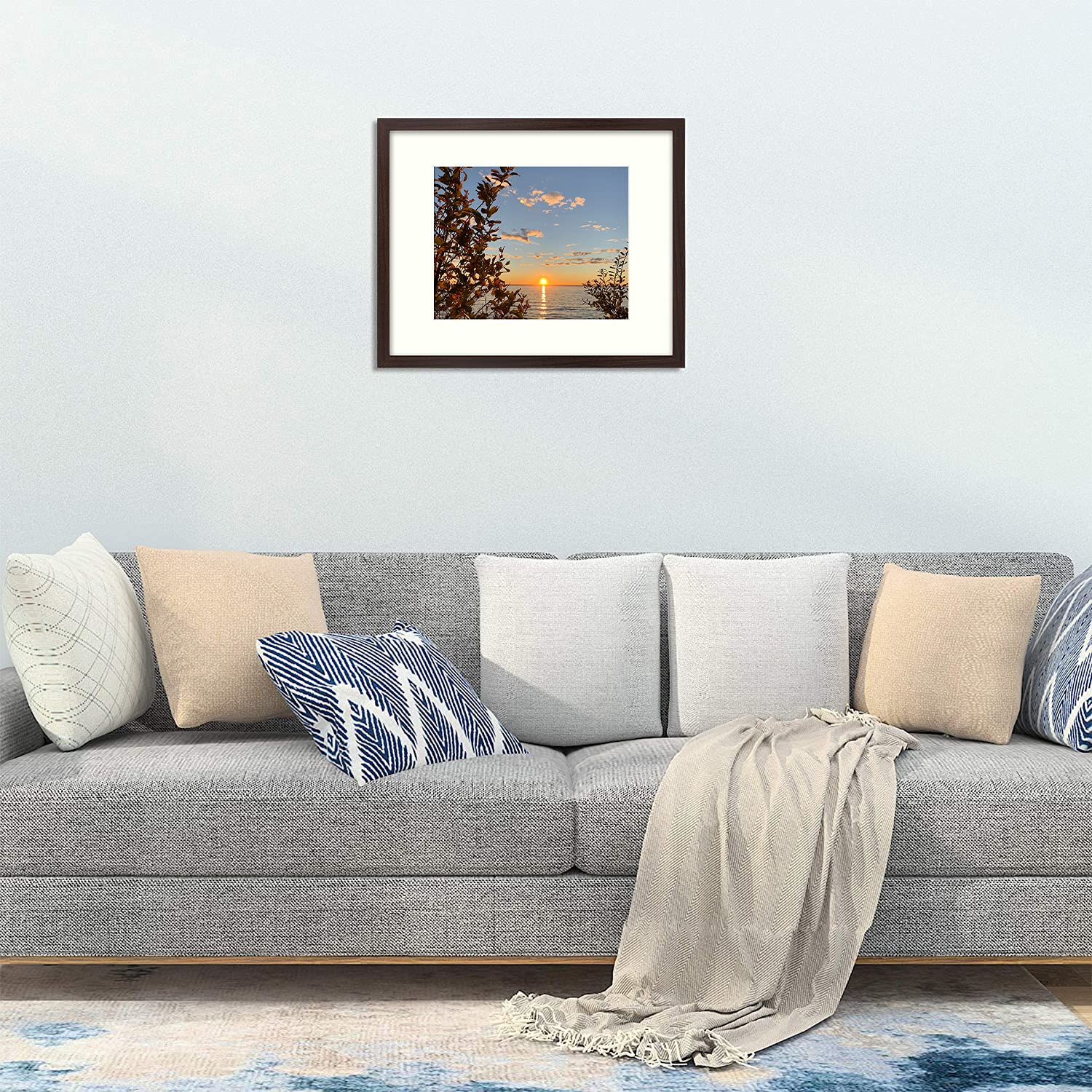 Golden State Art, 16x20 Picture Frames with Mat for 11x14 or 16x20 Picture Collage Gallery Wall Frame with Real Glass, Brown, 2 Pack