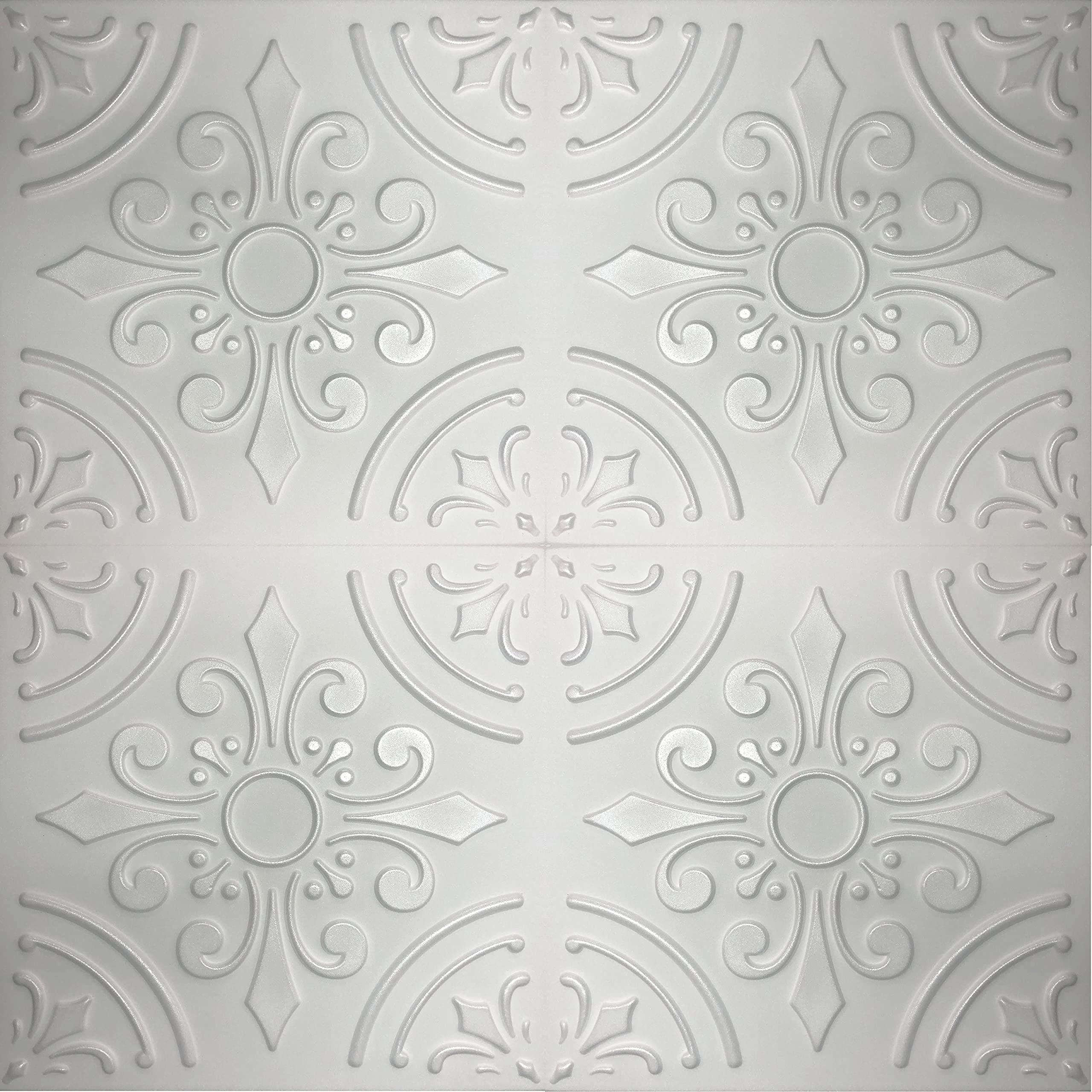Decorative Foam Ceiling Tile - Harmony Design - 3D White Styrofoam Ceiling Tiles - ~20"x20"x0.40" (8)