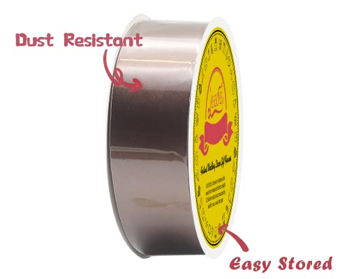 LEEQE Double Face Brown Satin Ribbon 1-1/2 inch X50 Yards Polyester Brown Ribbon for Gift Wrapping Very Suitable for Weddings Party Invitation Decorations and More