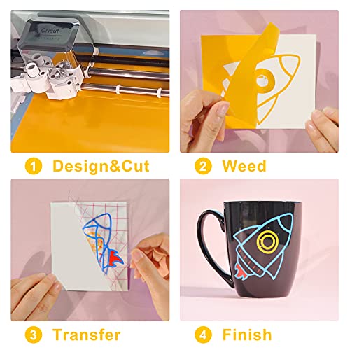 Lya Vinyl 65 Pack Permanent Vinyl, Self Adhesive Vinyl Sheets for Cricut, Permanent Outdoor Vinyl for Party Decoration, Sticker, DIY Mug, Car Decal