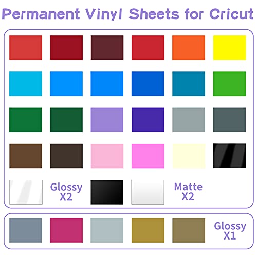 Lya Vinyl 65 Pack Permanent Vinyl, Self Adhesive Vinyl Sheets for Cricut, Permanent Outdoor Vinyl for Party Decoration, Sticker, DIY Mug, Car Decal