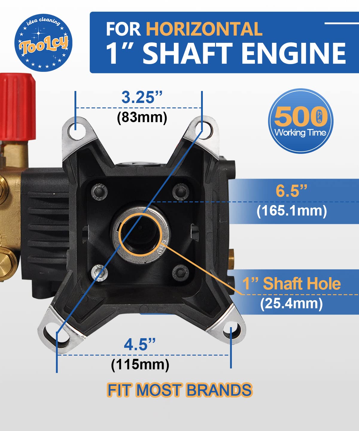 TOOLCY Pressure Washer Pump Max 4000 PSI 4.2 GPM, 1" Shaft Horizontal Gas Power Washer Pump Replacement, Direct Drive Triplex Plunger Replacement Pump with Pressure Adjustment Unloader, 5 Nozzle Tips