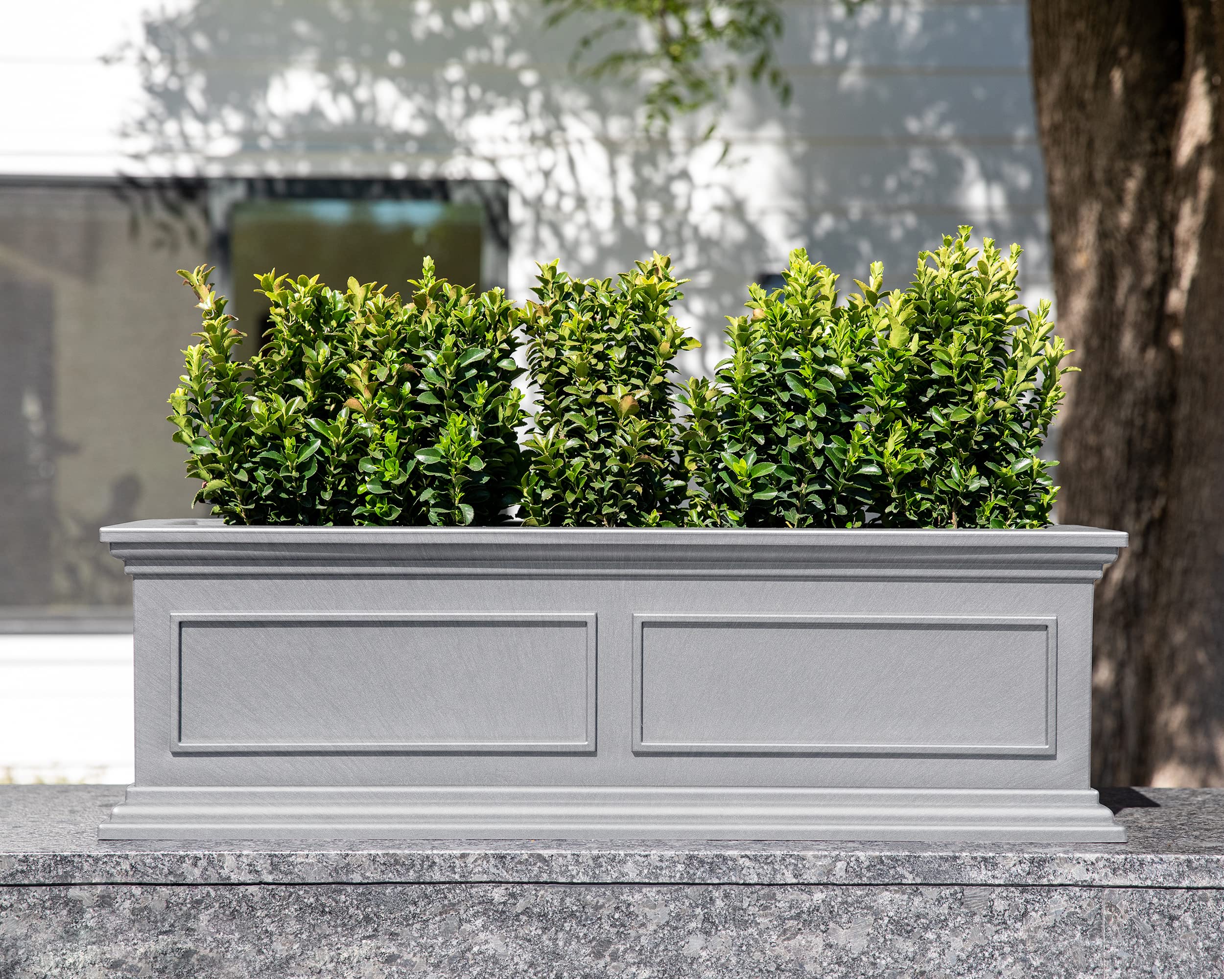 Veradek Brixton Window Box Plastic Planter - Large Rectangular Planter for Outdoor Balcony/Windowsill | Crack-Resistant All-Weather | Classic Estate Design for Flowers, Herbs, Succulents