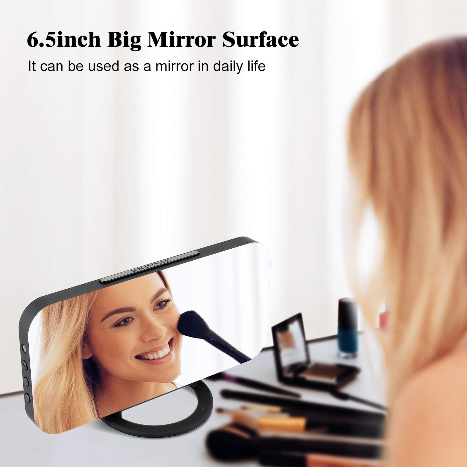 Lamisola Digital Alarm Clock, Large LED Mirror Display,2 USB Charging Ports,Auto Adjustable Brightness,Aesthetic Modern Clocks for Bedroom Living Room Office,Black