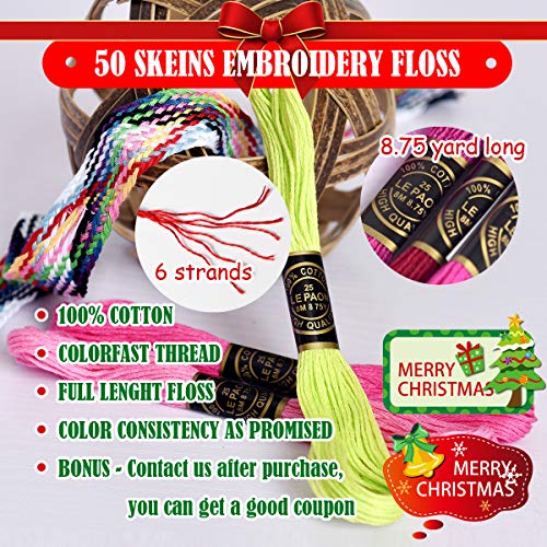 Embroidery Floss Rainbow Color 50 Skeins Per Pack Cross Stitch Threads Friendship Bracelets Floss Crafts Floss