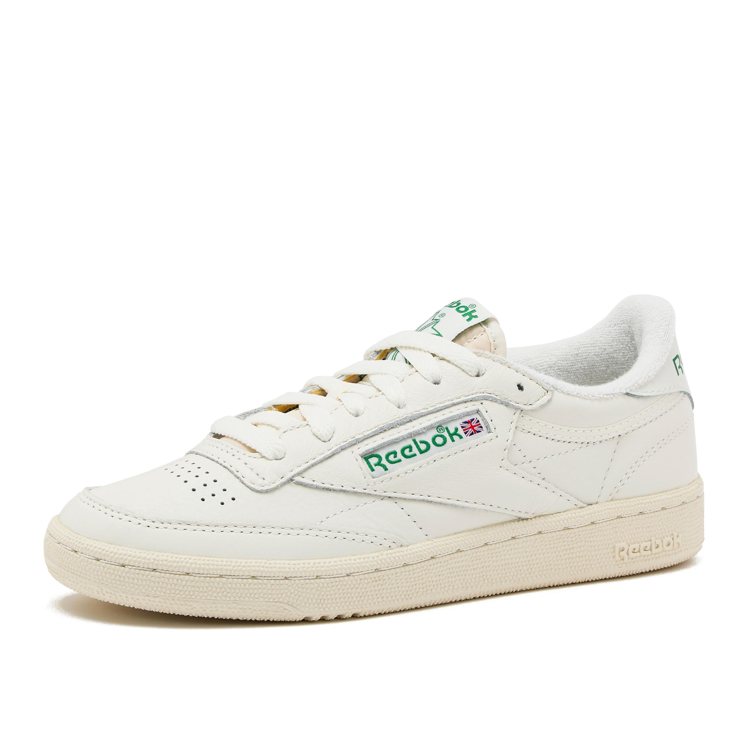 Reebok Club C Vintage Tennis Sneakers for Women, Chalk/Alabaster/Glen Green, 7.5