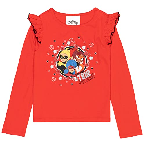 Miraculous Ladybug Cat Noir Rena Rouge Big Girls 2 Pack Ruffle T-Shirts Gray/Red 10-12