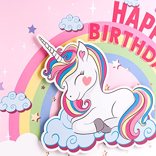 WRAPAHOLIC 16" Extra Large Birthday Gift Bag with Card and Tissue Paper - Fantacy Unicorn Happy Birthday