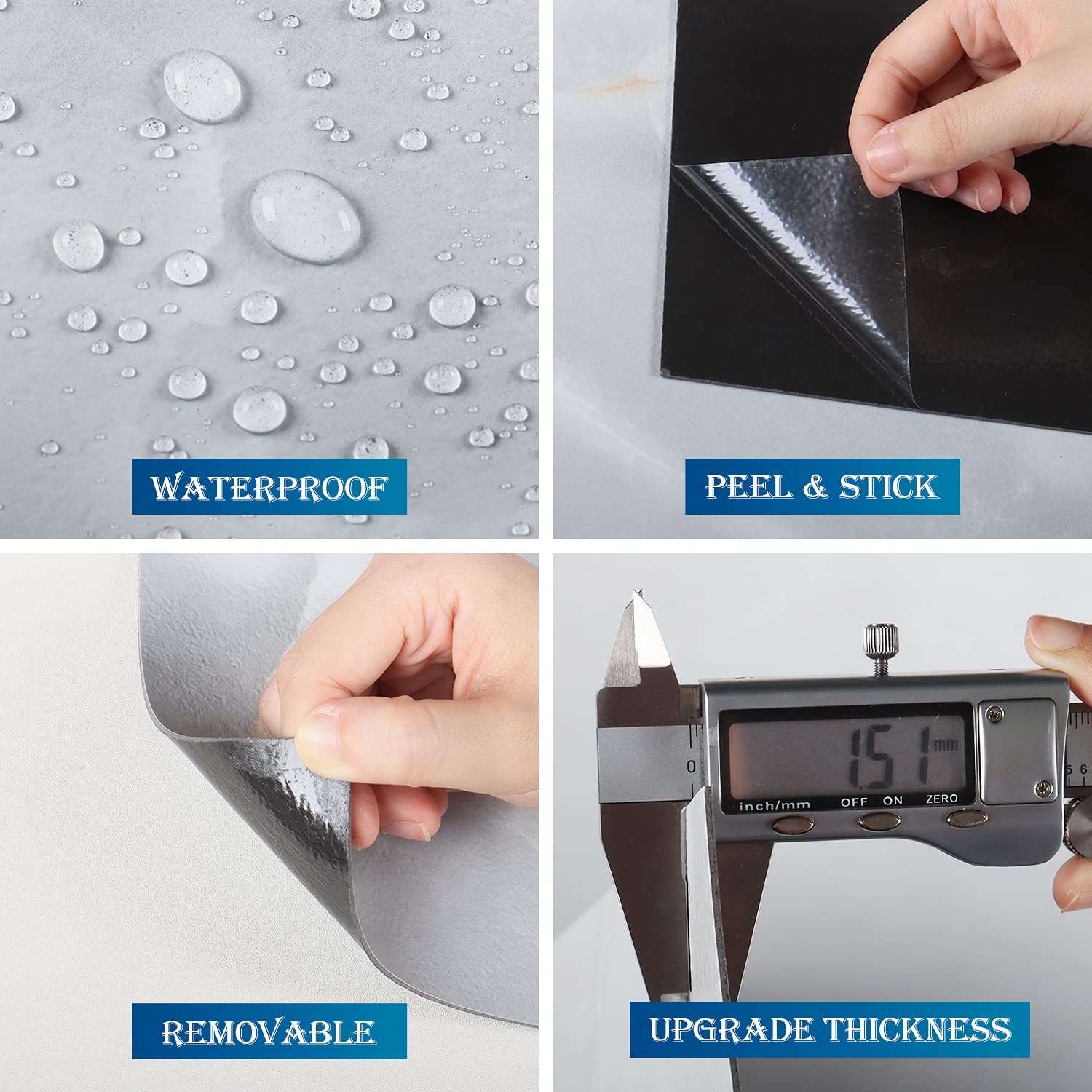 FunStick Grey Gold Marble Peel and Stick Floor Tile 12 x 12 Inch 15 Pack Self Adhesive Vinyl Flooring Peel and Stick Tiles for Floor Waterproof Kitchen Bathroom Bedroom Removable Floor Tile Stickers