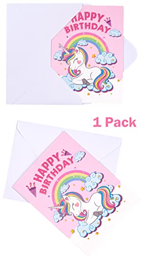 WRAPAHOLIC 16" Extra Large Birthday Gift Bag with Card and Tissue Paper - Fantacy Unicorn Happy Birthday