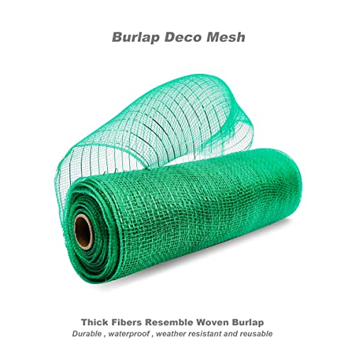 2 Rolls Emerald Green Deco Mesh Ribbon 10 in x 30 ft Mesh Ribbon for St. Patrick's Day DIY Wreath Supplies Party Christmas Tree Decorations Poly Mesh Gift Wrapping Bows