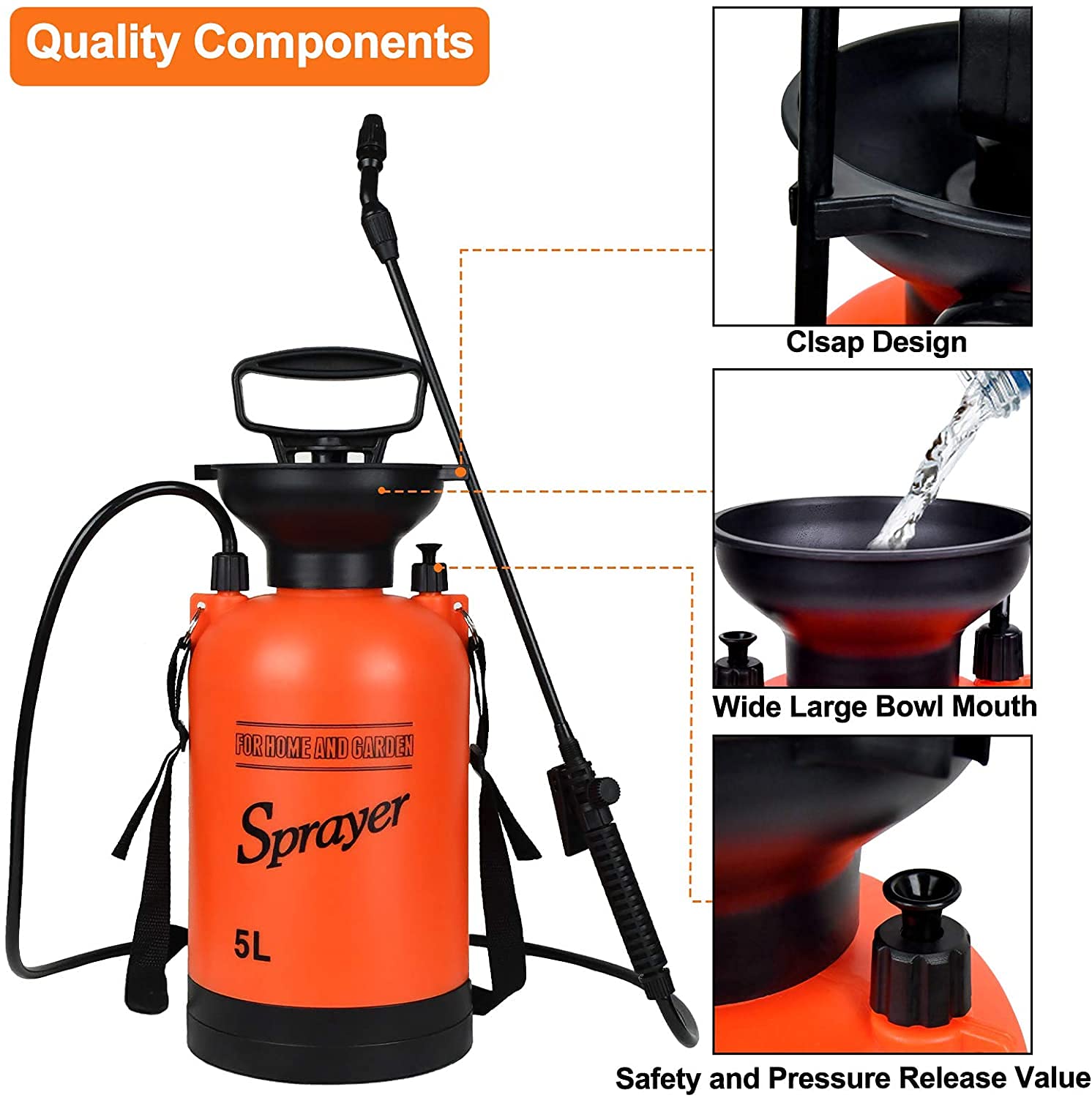iPower 2-Pack 1.35 Gallon Lawn Garden Pump Sprayer with 2 Different Spray Patterns Adjustable Shoulder Strap, Pressure Relief Valve, 2 Pack, Multi-Purpose
