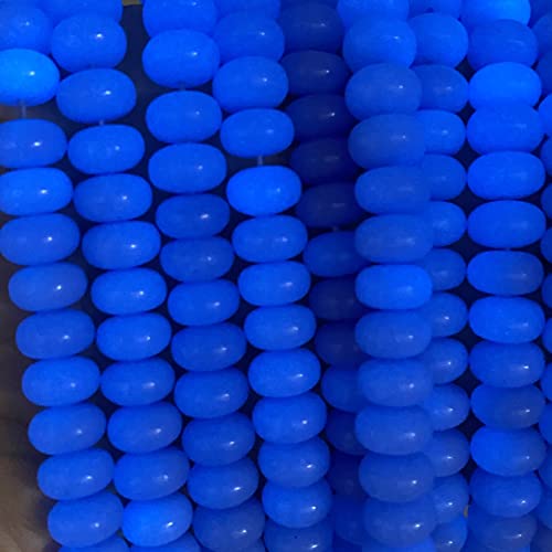 [ABCgems] Glow in Dark Mexican Blue Aragonite AKA Cave Calcite (Extremely Rare- Exquisite Color) 8mm Smooth Rondelle Beads for Beading & Jewelry Making