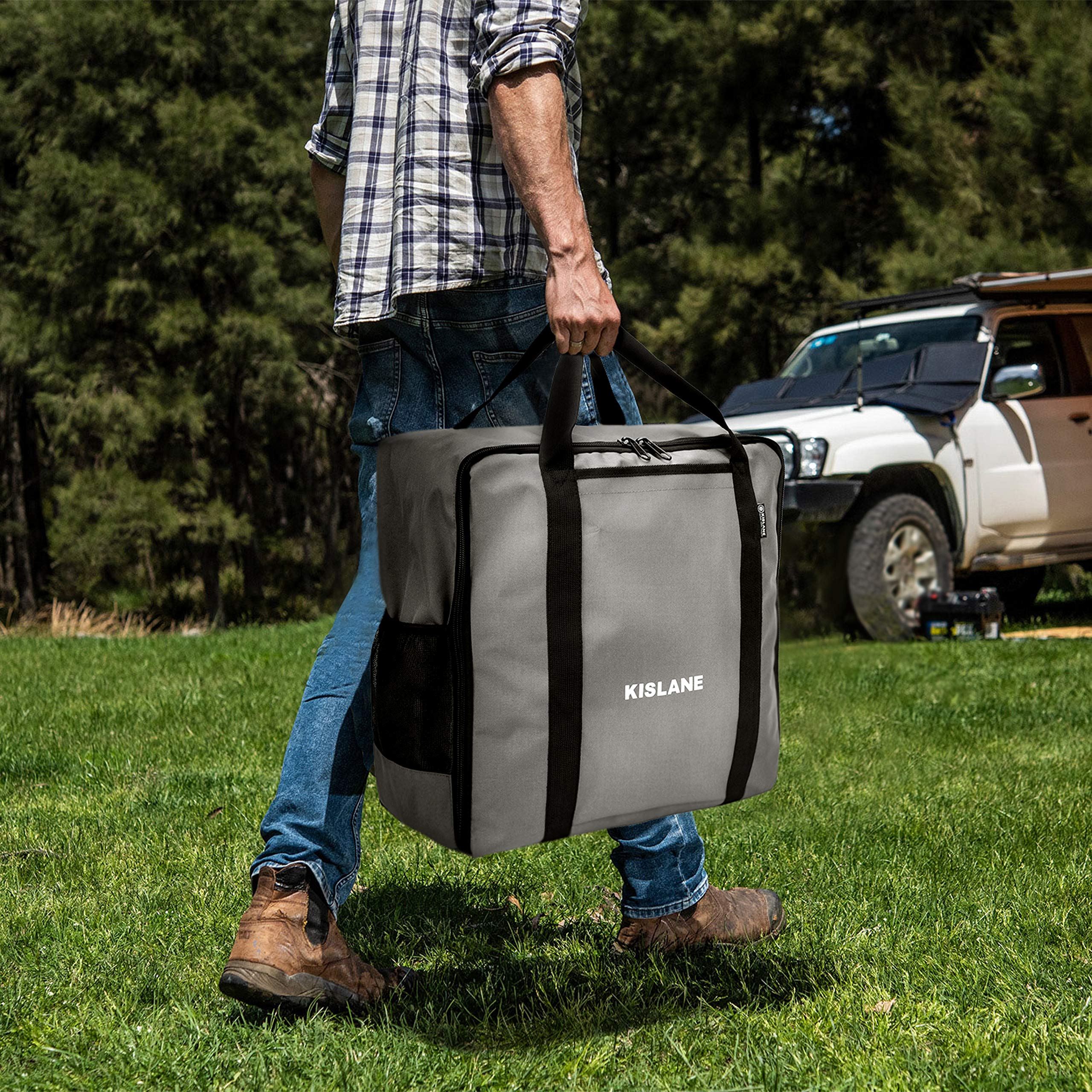 KISLANE Griddle Carrying Bag Fits for Blackstone 17’’ Tabletop Griddle, Griddle Accessories Storage for Outdoor BBQ, Gatherings, Camping (Grey)