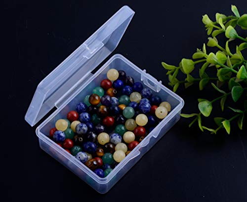 7 Chakra Natural Stone Beads Mixed 100pcs 8mm Round Genuine Real Stone Beading Loose Gemstone Amethyse Color DIY Smooth Beads for Bracelet Necklace Earrings Jewelry Making (7 Chakra Stone, 8mm)