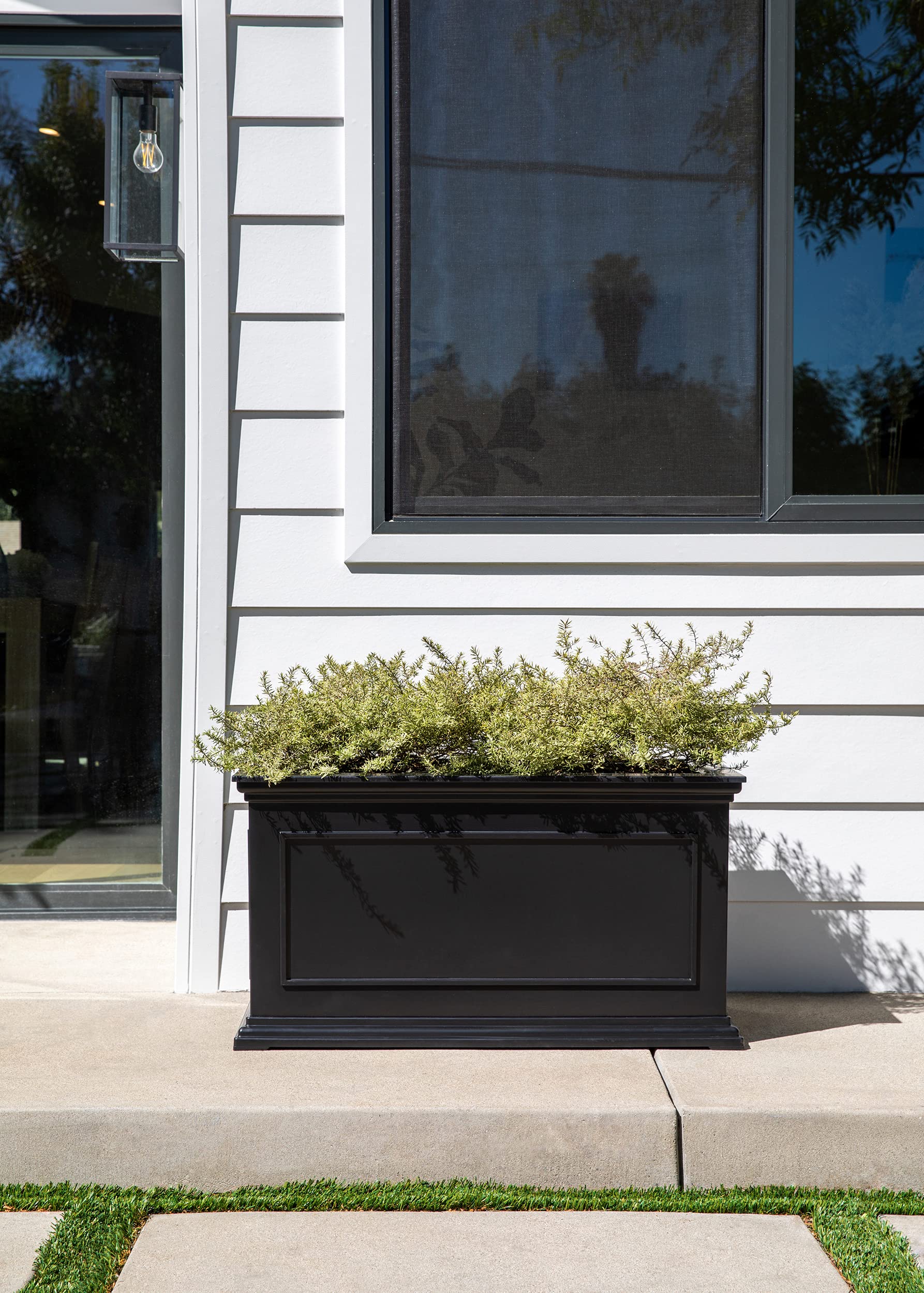 Veradek Brixton Series Large Plastic Planter - Black, Outdoor Patio/Balcony, All-Weather Resistant, Dimensions: 17.5"H x 16"W x 32"L, Classic Estate Design for Flowers, Trees, Shrubs