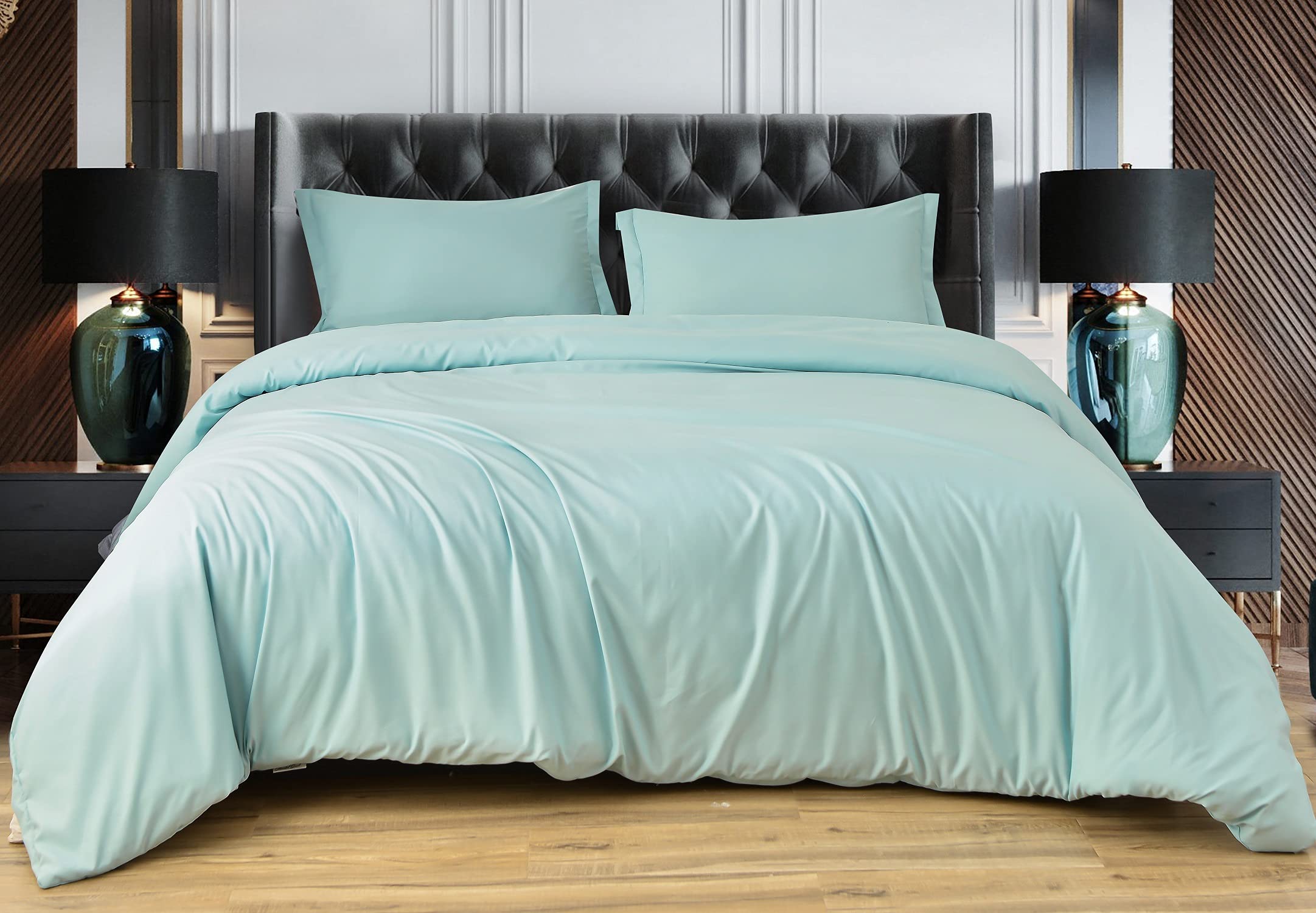 Colourful Snail Duvet Cover 2 Piece Set, Ultra Soft Double Brushed Microfiber Comforter Cover with Zipper Closure and Corner Ties, Twin, Light Blue (Comforter Not Included)