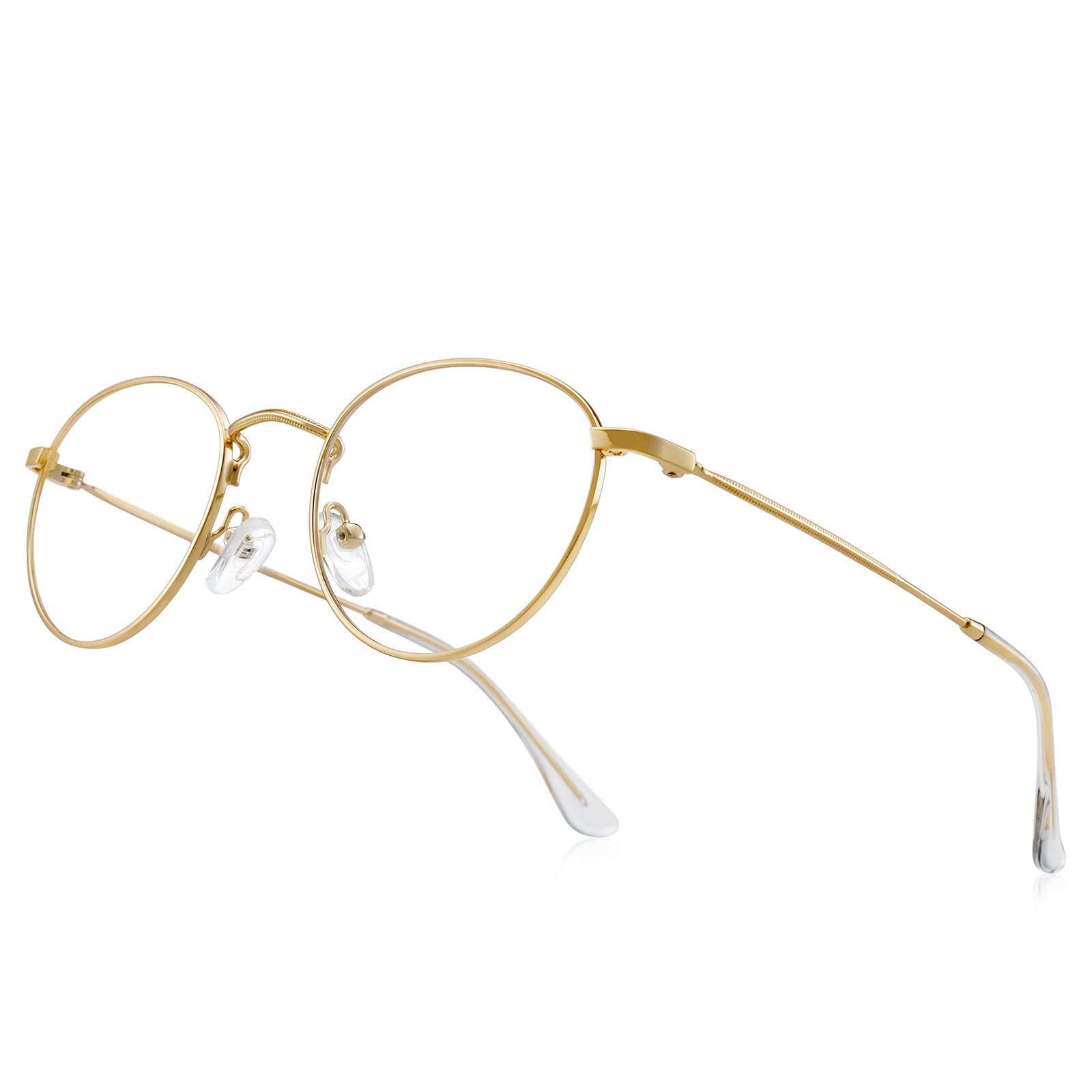 RB.Pilot Small Metal Round Reading Glasses for Women Men Classic Vintage Retro Shades Blue Light Blocking Computer Readers (Gold, 1.75)