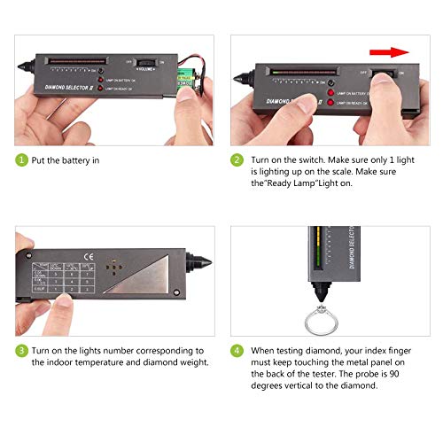 HMKIS Diamond Tester Pen, High Accuracy Jewelry Diamond Tester+ 60X Mini LED Magnifying, Professional Diamond Selector for Novice and Expert, Thermal Conductivity Meter