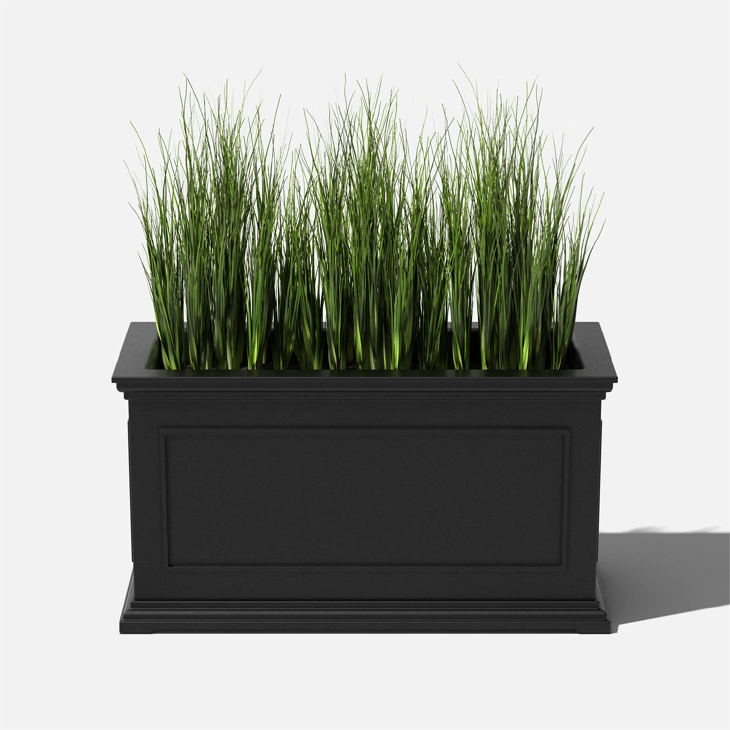Veradek Brixton Series Large Plastic Planter - Black, Outdoor Patio/Balcony, All-Weather Resistant, Dimensions: 17.5"H x 16"W x 32"L, Classic Estate Design for Flowers, Trees, Shrubs