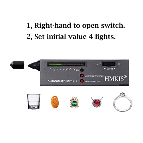 HMKIS Diamond Tester Pen, High Accuracy Jewelry Diamond Tester+ 60X Mini LED Magnifying, Professional Diamond Selector for Novice and Expert, Thermal Conductivity Meter