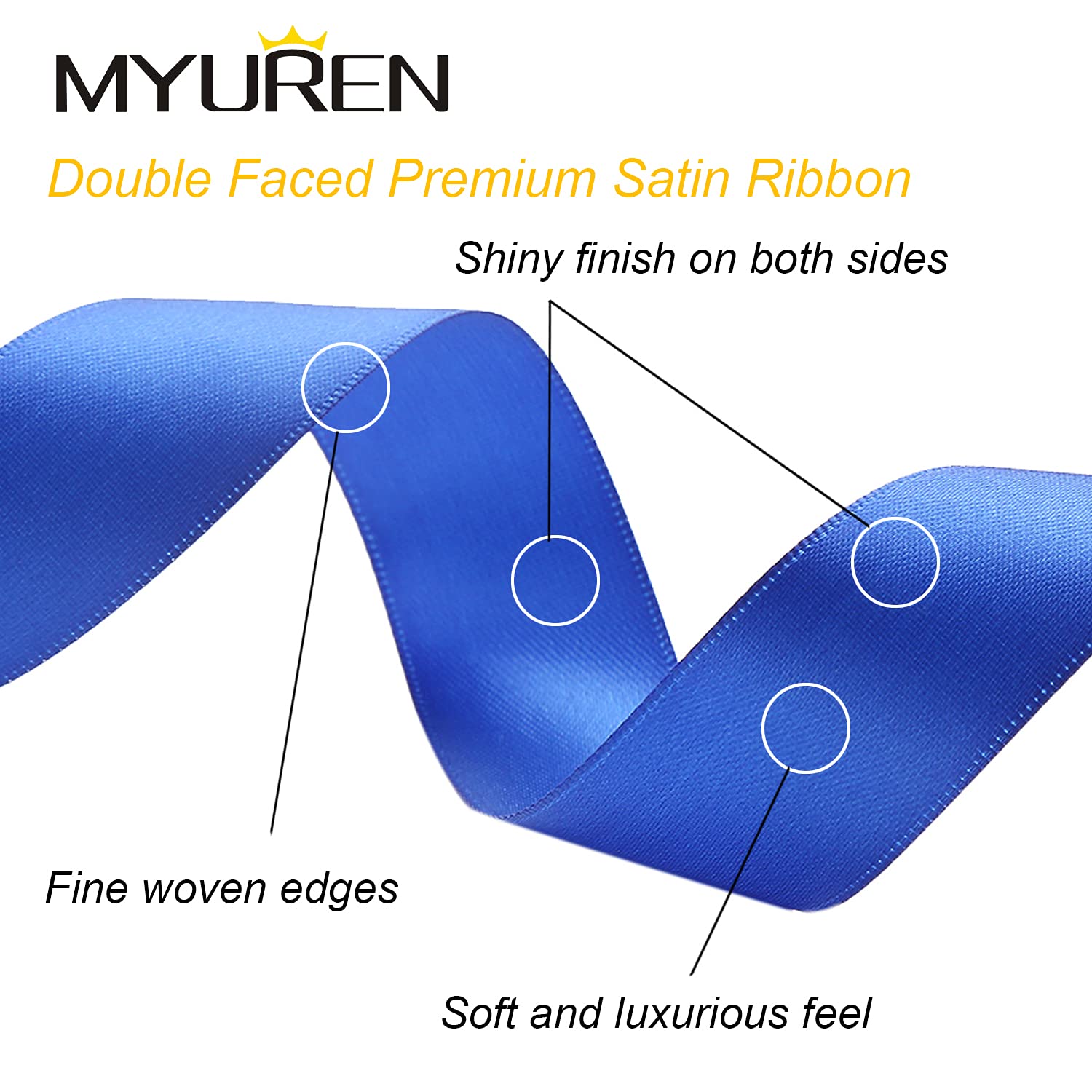 1-1/2" Wide Double Faced Royal Blue Polyester Satin Ribbon for Crafts, Wedding, Gift Wrapping, Bow Making,Party Decoration, Christmas Tree Deco (25 Yards)