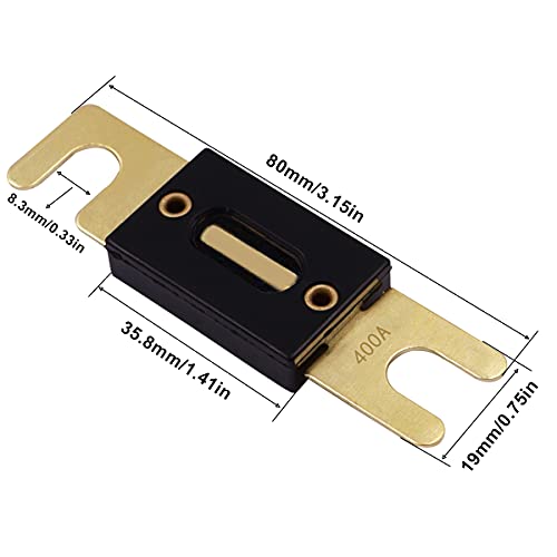 Tnisesm 9 Pcs 400Amp ANL Fuse Copper Material for Car Vehicles Marine Audio System Sheet Gold Tone Gold - 400A