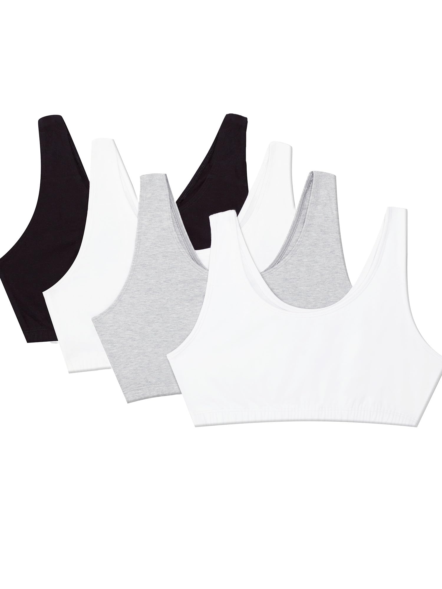 Fruit of the Loom Women's Built Up Tank Style Sports Bra, Black/WHT/WHT/Heather Grey, 40
