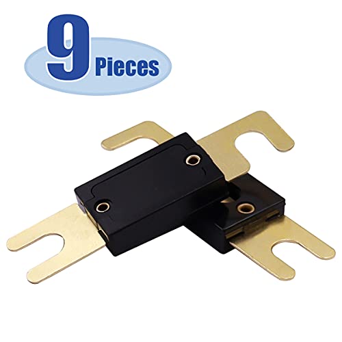 Tnisesm 9 Pcs 400Amp ANL Fuse Copper Material for Car Vehicles Marine Audio System Sheet Gold Tone Gold - 400A