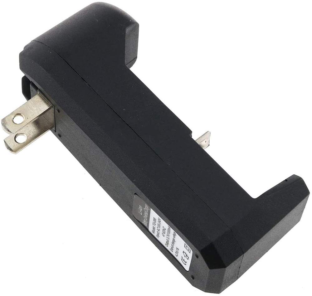 ZC Wall Charger Black 3, 7V Single Slot Rechargeable Battery Charger for 18650 18350 16340 14500 14000 Li ion Battery