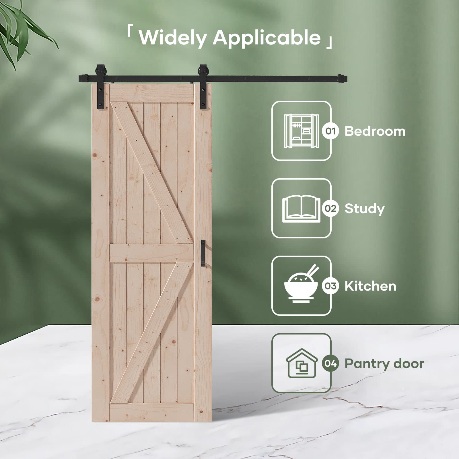 FREDBECK 30in x 84in Sliding Barn Door with 5FT Barn Door Hardware Kit Included K Shape Solid Spruce Wood Panel Need to Assembly