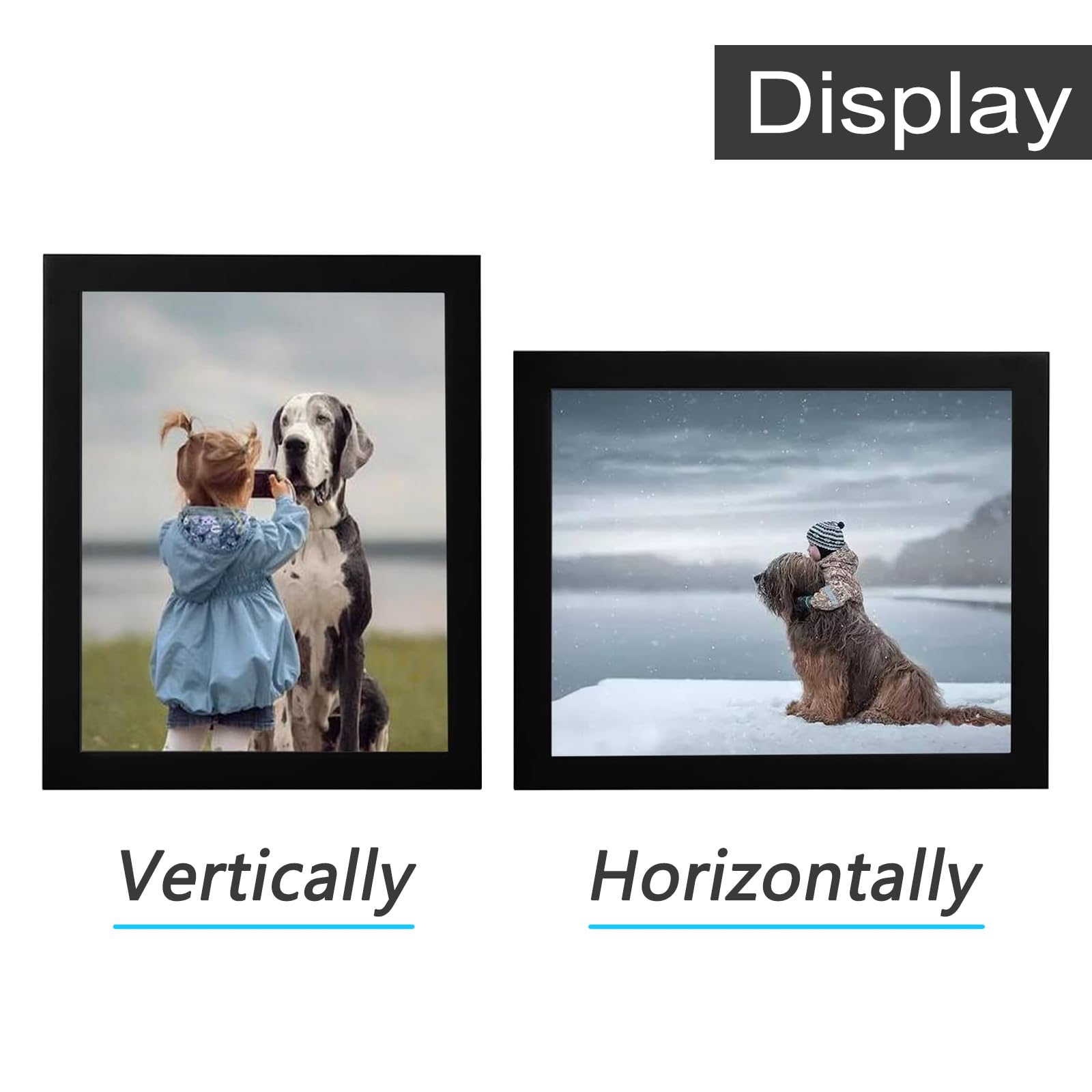 Kingsmile 8x10 Picture Frame, 2 Pack Wood Frames with Durable Shatter Resistant Cover, Display Poster 8x10 without Mat, Photo Frame for Wall Gallery Display, with 2 Wall Hooks. (Brown)