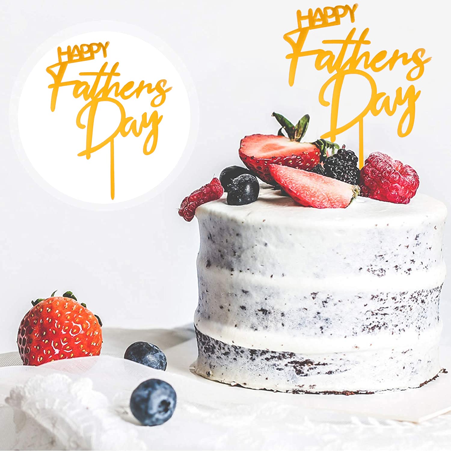 Father's Day Cake Topper, 10pcs Acrylic Happy Father's Day Cupcake Topper for Birthday Father's Day Cake Party Decoration Supplies