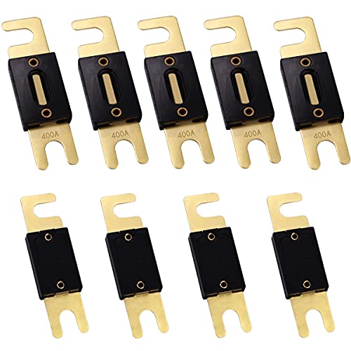 Tnisesm 9 Pcs 400Amp ANL Fuse Copper Material for Car Vehicles Marine Audio System Sheet Gold Tone Gold - 400A