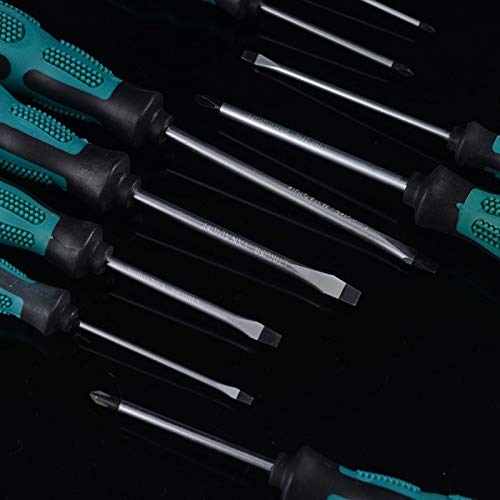 ZRSJ Screwdriver Set, 9pcs Phillips Slotted Screwdriver Set Magnetic Head Repair Tool Kit Manual Repair Tool (Color : Green)