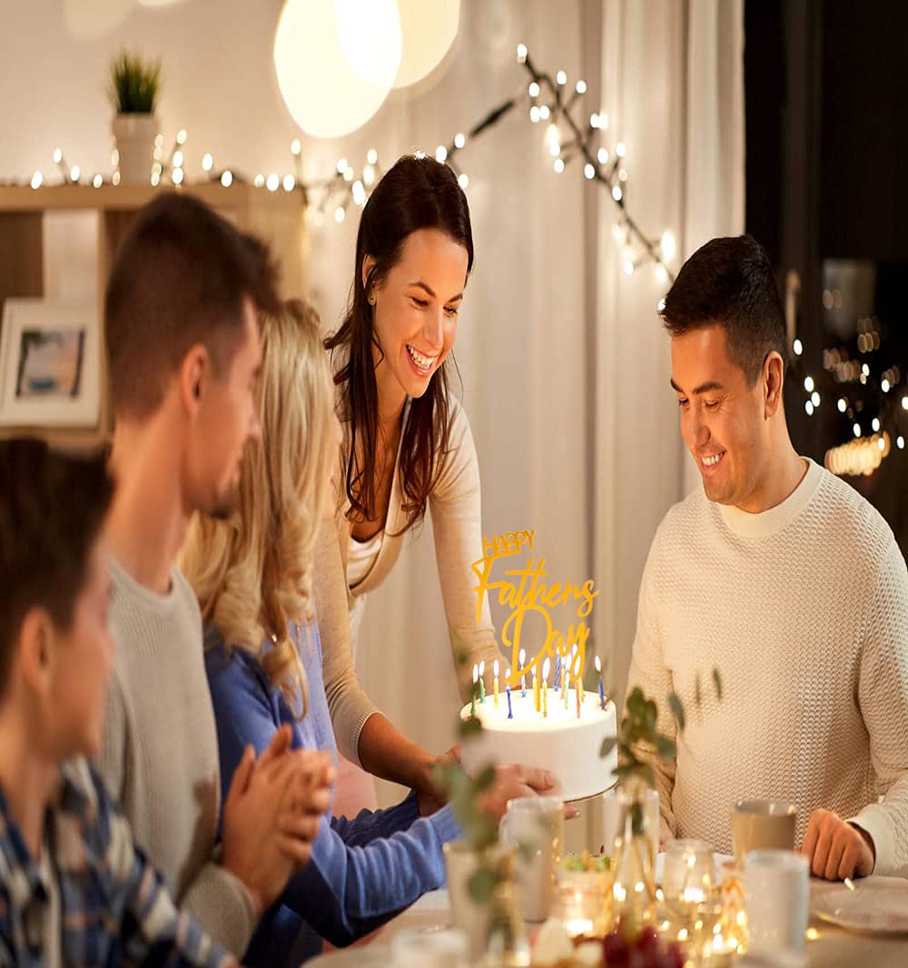 Father's Day Cake Topper, 10pcs Acrylic Happy Father's Day Cupcake Topper for Birthday Father's Day Cake Party Decoration Supplies