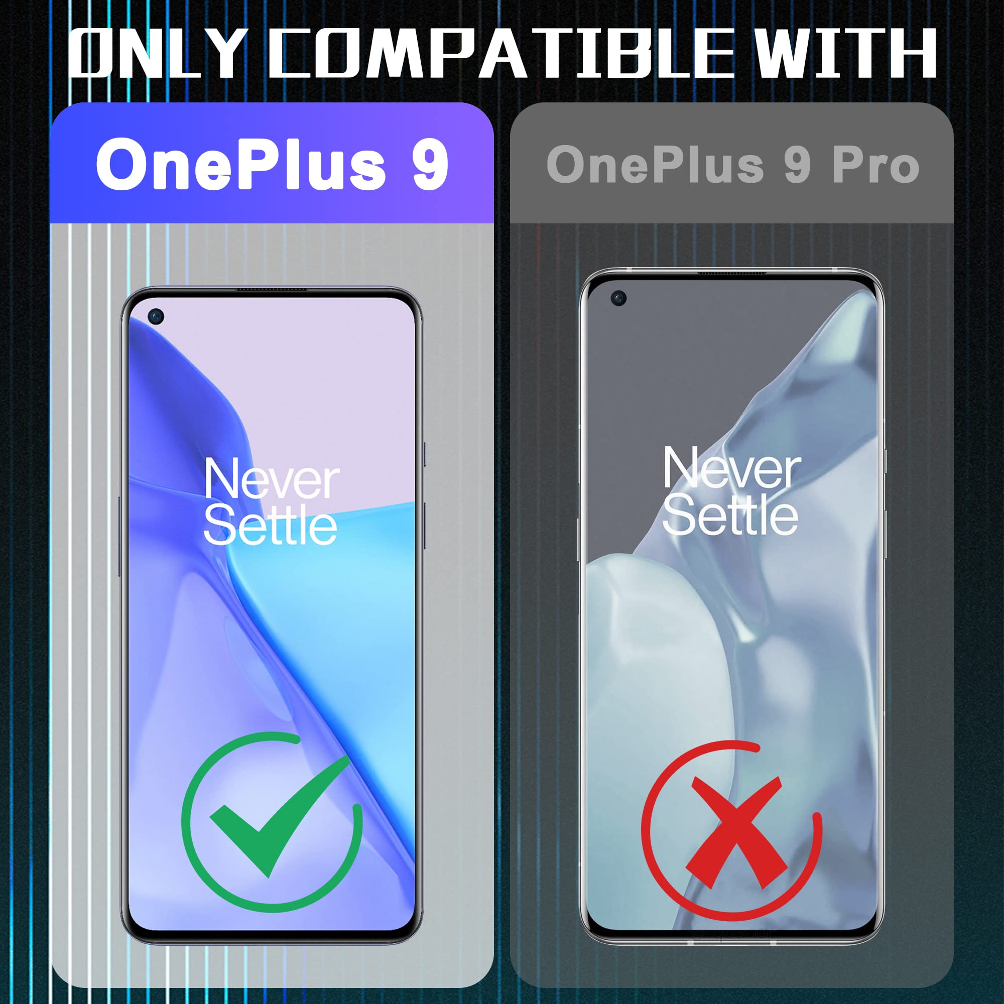 Orzero (2+2) Compatible for OnePlus 9, 2 Pack Tempered Glass Screen Protector + 2 Pack Glass Compound Acrylic Camera Lens Protector Anti-Scratch High Definition